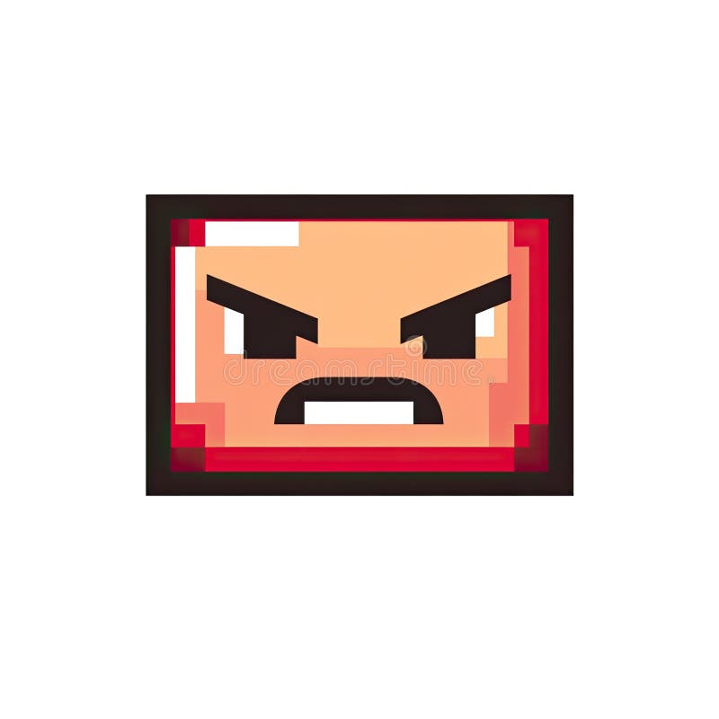 Angry Pixel Art Face: 8-bit Retro Game Character Stock Illustration ...