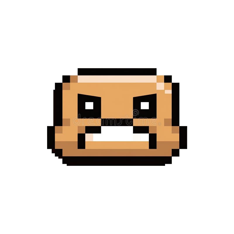 Angry Pixel Art Face: 8-bit Game Character Icon Stock Illustration ...