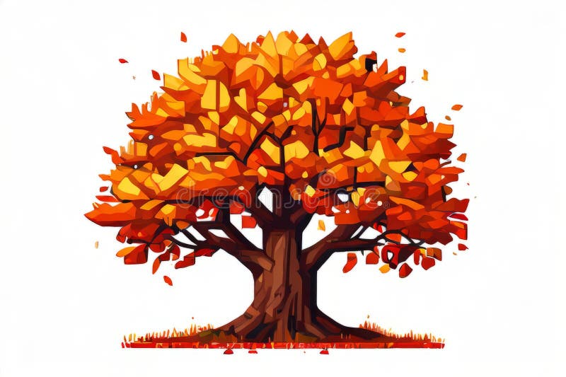 Pixelated Autumn Tree a Pixel Art Rendition of an Autumn Tree Stock ...