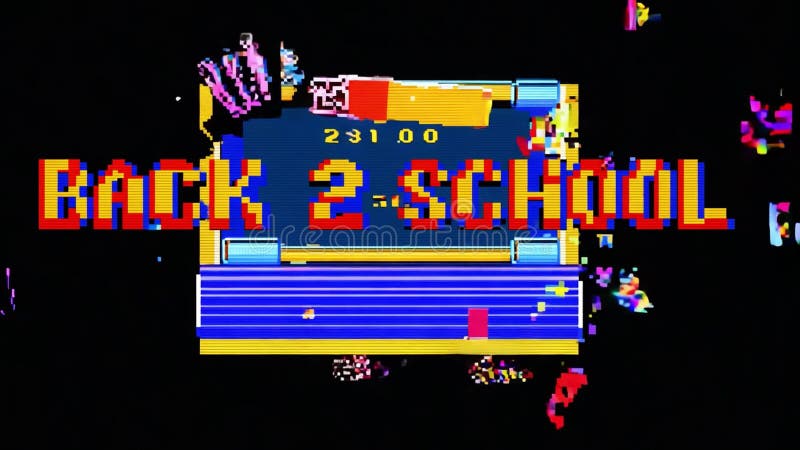 Pixelated Back 2 School Message Displayed on Black Screen Stock Video ...