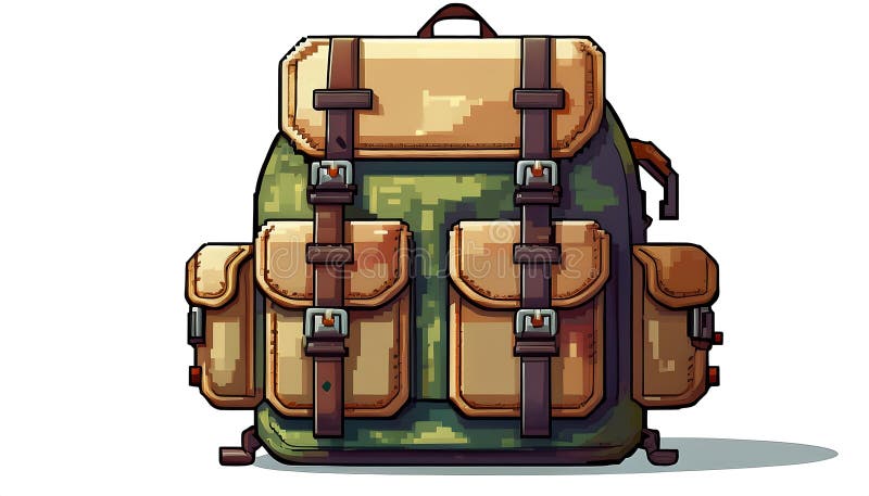 Pixelated Backpack Sprite - 16-bit Pixel Art Sprite of a Camping ...