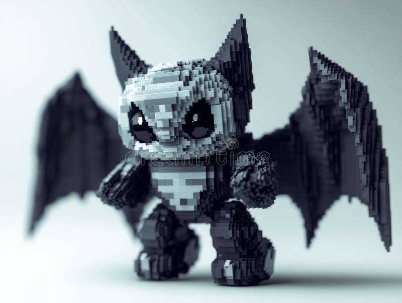 Pixelated Bat Toy with a 3D Model Design. Stock Photo - Image of ...