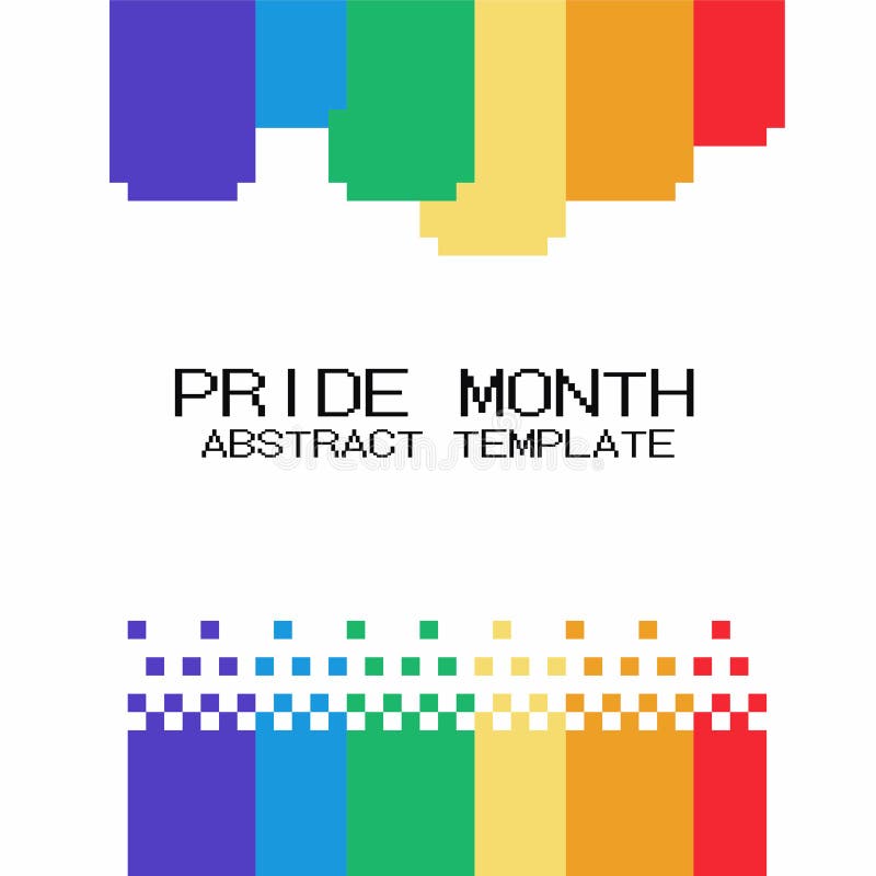 Pixelated 8 Bit LGBT Pride Rainbow Falling Lines Template, White ...
