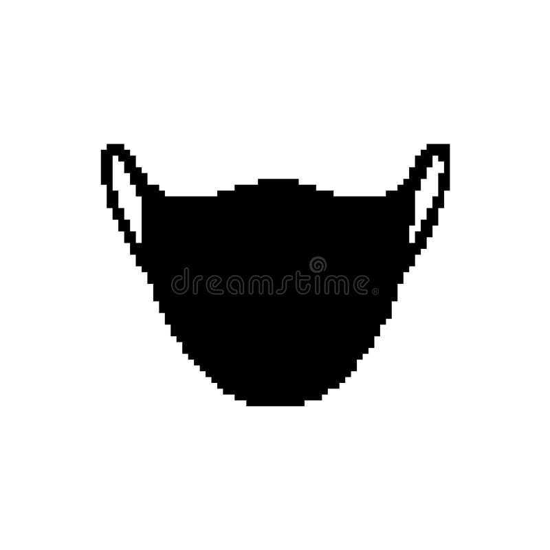 Pixelated Black Face Mask Icon. Simple Pixel Art of a Black Protective ...