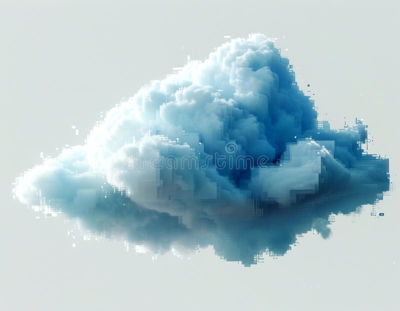 Digital Cloud Formation with Pixelated Edges Hovering in a Light Sky ...
