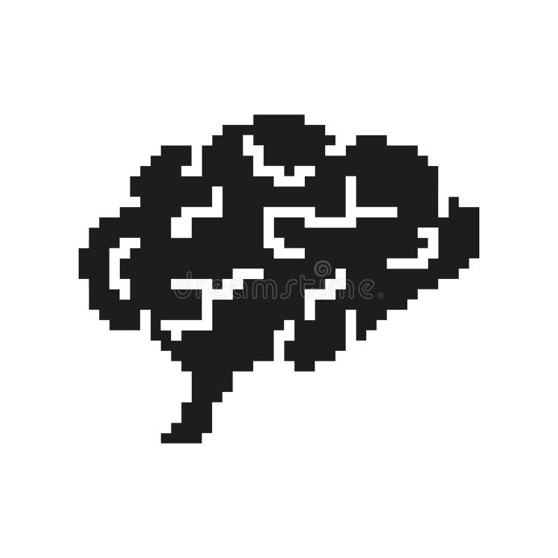 Pixelated Brain Icon. Cognitive Function, Intelligence, and Mental ...