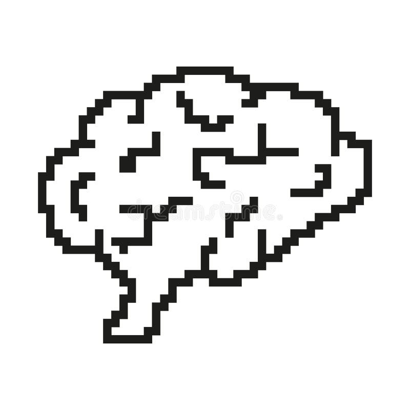 Pixelated Brain Icon. Digital Symbol of Human Mind in Pixel Art Style ...