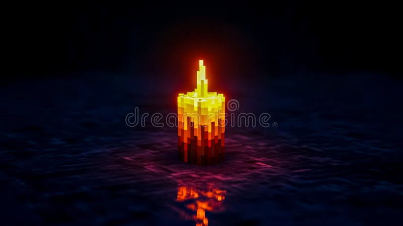 Pixel Art Candle Burning in the Dark Stock Illustration - Illustration ...