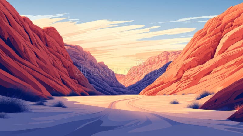 Pixelated Canyon Sunset Landscape Stock Illustration - Illustration of ...