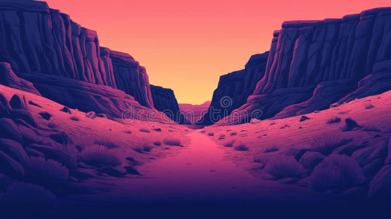 Pixelated Canyon Sunset Landscape Stock Illustration - Illustration of ...