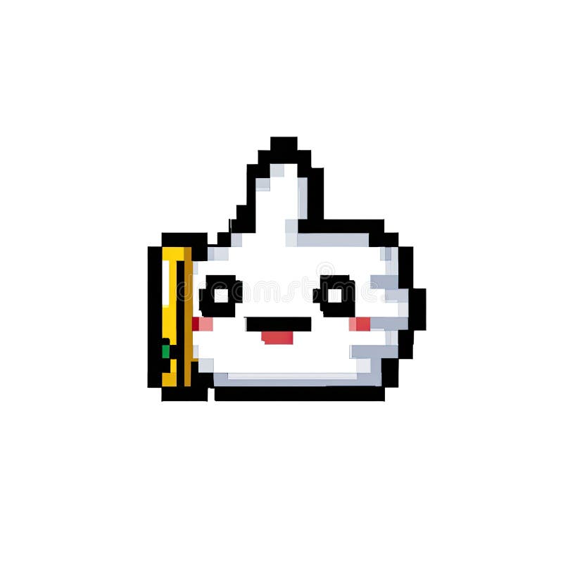 Cute Pixel Art Thumbs Up Emoji with Gold Coin Stock Illustration ...