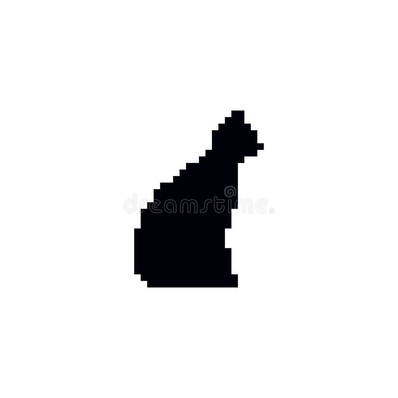 Pixelated Cat Silhouette. Black Pixel Cat Icon Stock Illustration ...