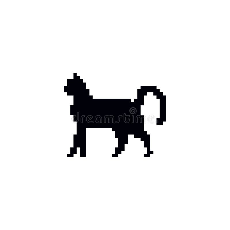 Pixelated Cat Silhouette. Black Pixel Cat Icon Stock Illustration ...