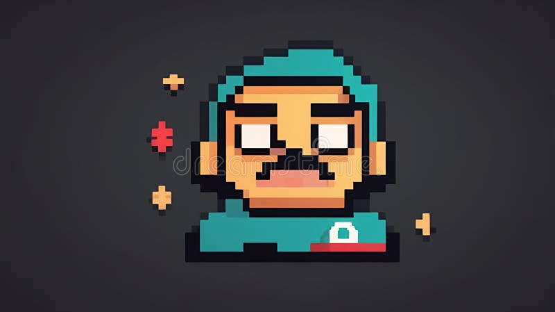 Pixelated Character with Mustache and Cap Stock Illustration ...