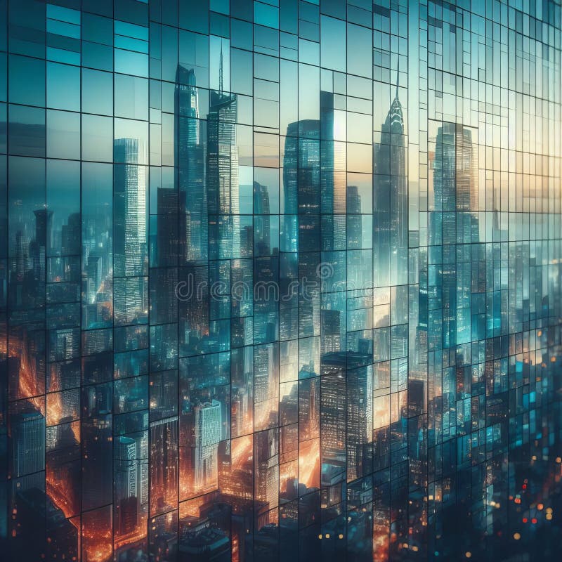 Pixelated Cityscape Reflection the Cityscape Reflected on a Pixe Stock ...