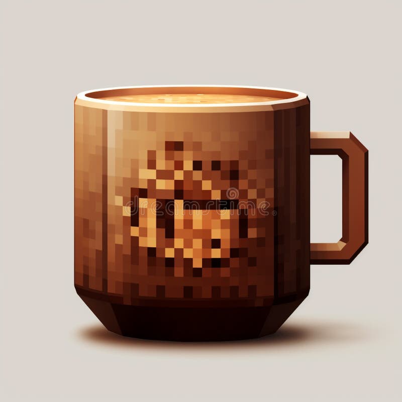 Pixelated Coffee Drink Isolated on Plain Background. Stock Illustration ...