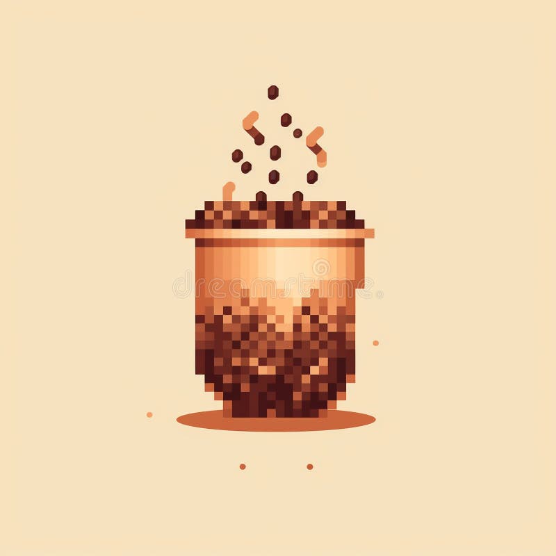 Pixelated Coffee Drink Isolated on Plain Background. Stock Illustration ...