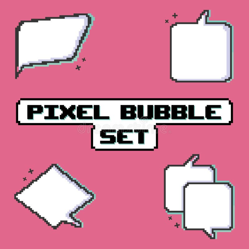 Pixelated Comic Bubble Chats Set Vector Stock Vector - Illustration of ...
