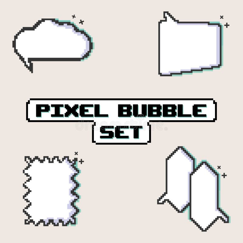 Pixelated Comic Bubble Chats Set Vector Stock Vector - Illustration of ...