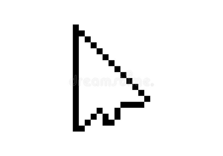 Pixelated Computer Mouse Cursor Icon in Black and White Stock Vector ...