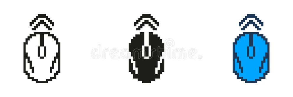 Pixelated Computer Mouse Icon Set. Mouse Click Symbol with Interaction ...