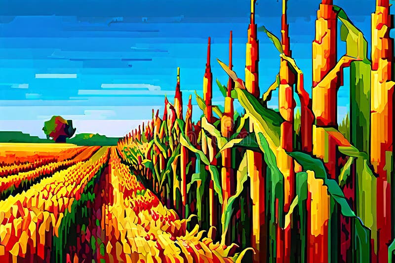 Pixelated Corn Create a Pixel Art Image of Corn Stalks Capturing Stock ...