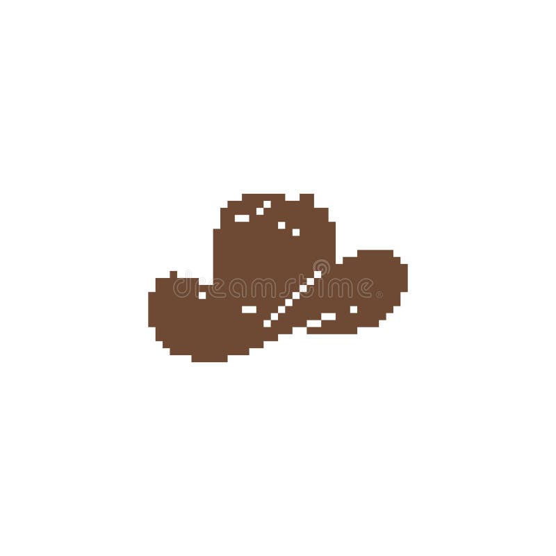 Pixelated Cowboy Hat Icon. Retro-style Brown Cowboy Hat Graphic Pixel ...