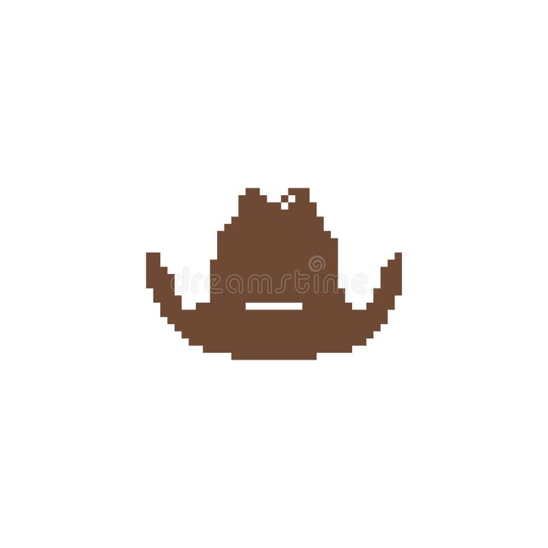 Pixelated Cowboy Hat Icon. Retro-style Brown Cowboy Hat Graphic Pixel ...