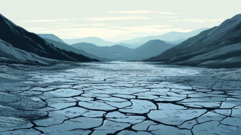 Pixelated Cracked Earth Valley Landscape Stock Illustration ...