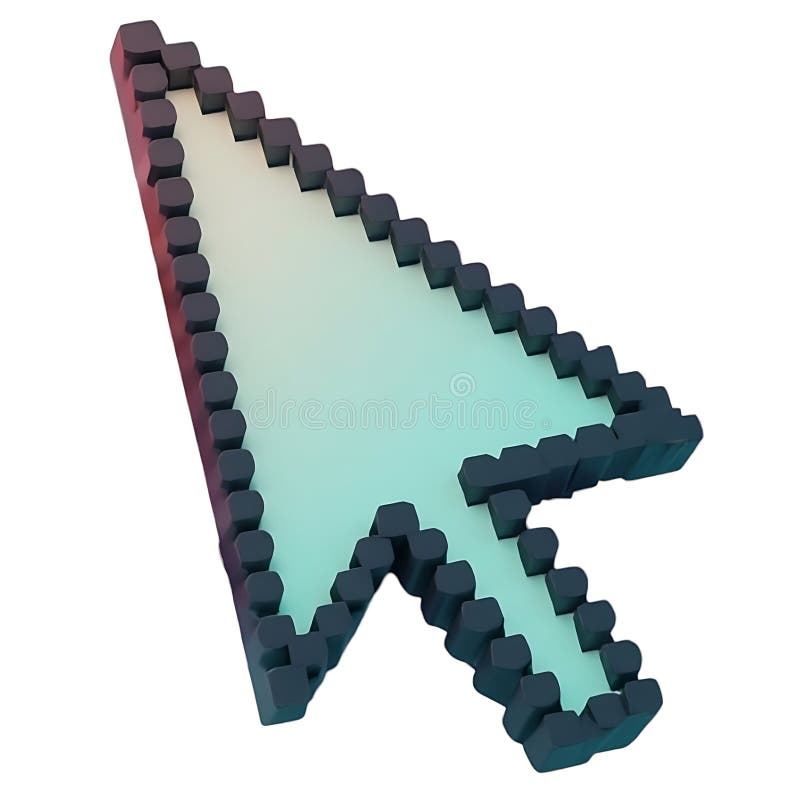 Pixelated Cursor Design on White Teal Gradient 3D Model Stock ...