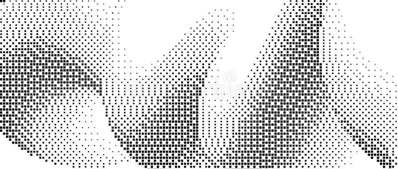 Pixelated Curved Gradient Shape. Dotted Dither Squiggle Texture ...