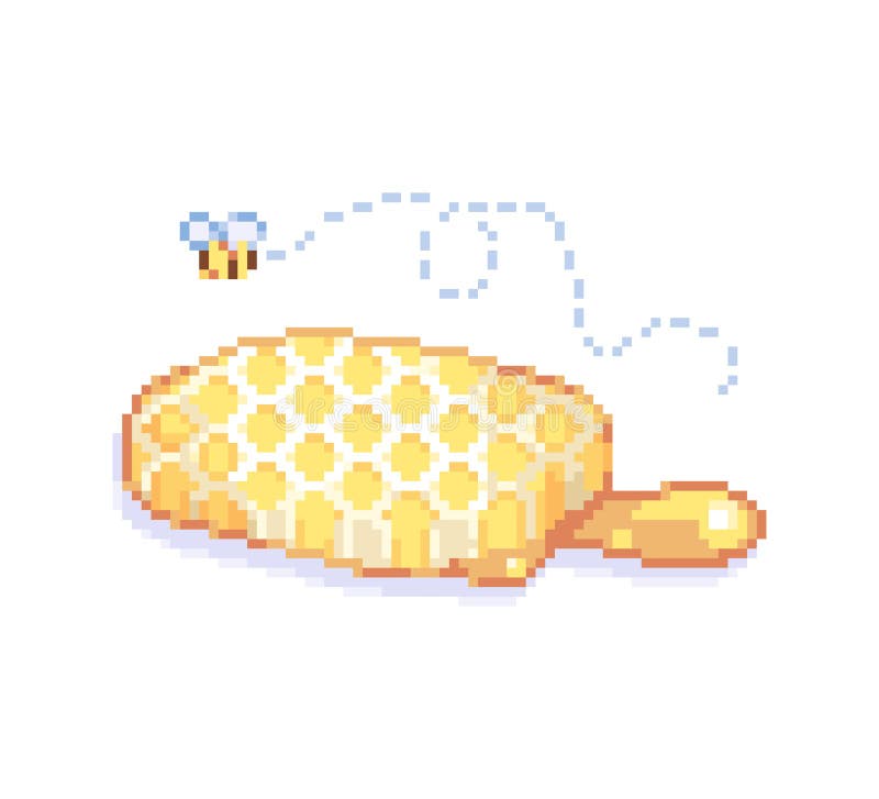 Pixelated Cute Bee Honeycomb 8 Bit - Isolated Vector Illustration Stock ...