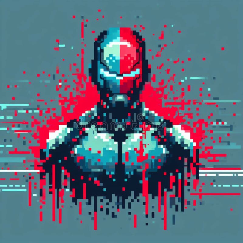 Pixelated Cyborg with Glitching Pixels Stock Vector - Illustration of ...