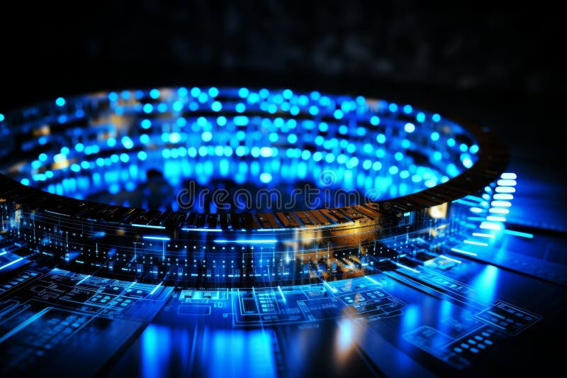 Pixelated Data Stream with Binary Code and Encryption Concept on Digital Interface with Glowing ...