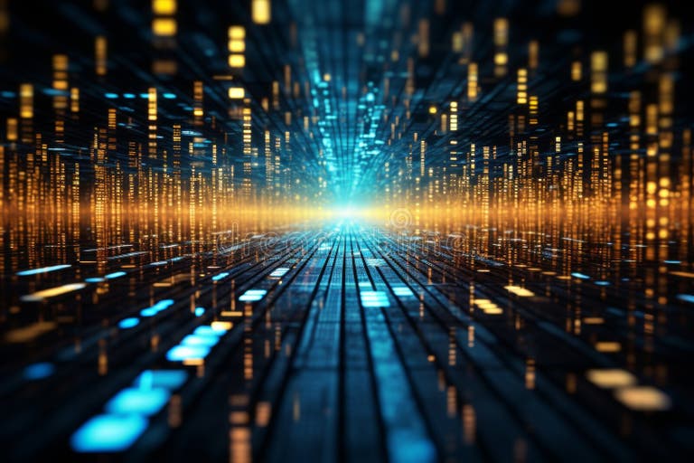 Pixelated Data Stream and Binary Code Encryption Concept on Glowing Digital Interface Stock ...