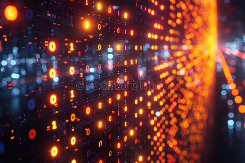 Pixelated Data Stream Encryption And Binary Code On A Digital Interface Stock Image Image Of