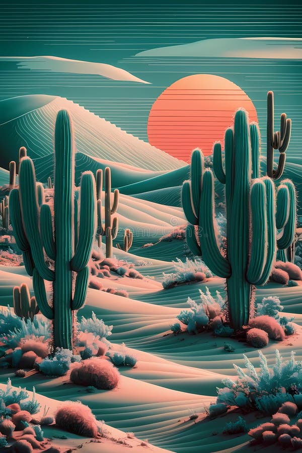 Pixelated Desert Oasis stock illustration. Illustration of wallpaper ...