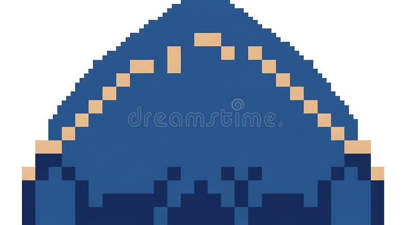 Pixelated Design of a Pointed Arch, Primarily in Dark and Light Blue ...
