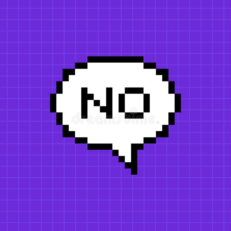 Pixelated Dialog Box with the Inscription No on a Bright Purple ...