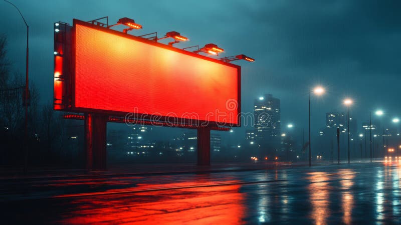 Pixelated Digital Billboard in Rain Stock Illustration - Illustration ...