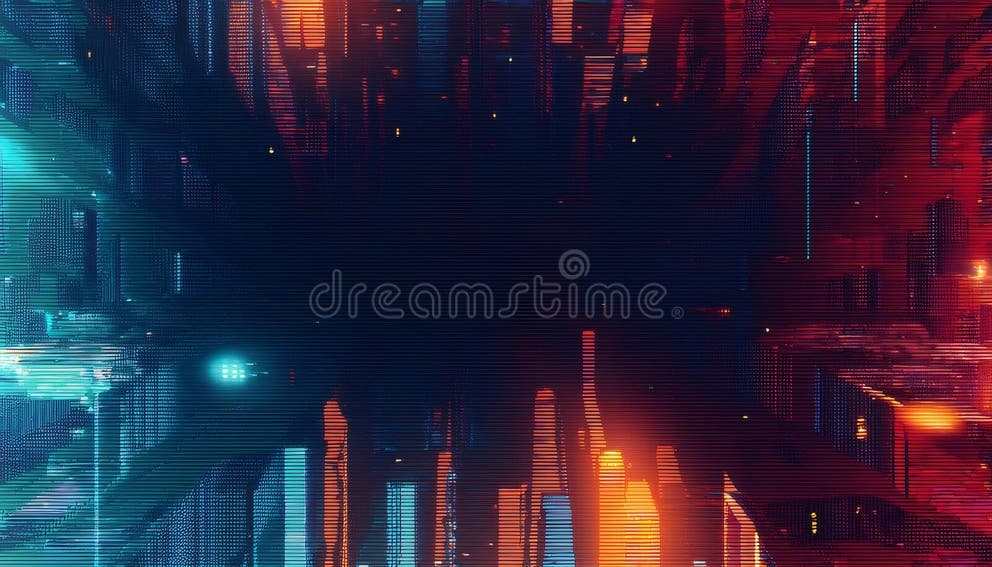 Pixelated Digital Glitch Distorting Visual Surface, Generating Vibrant ...