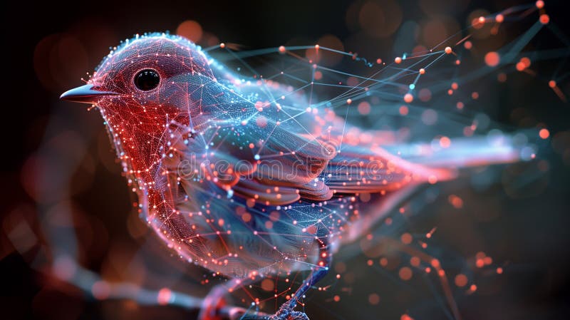 A Pixelated Digital Holographic Birds.UHD Wallpaper, Glowing Bird Stock ...