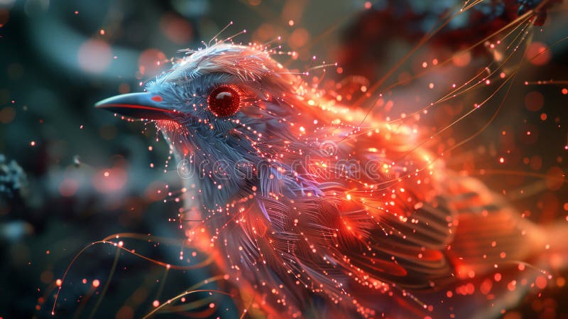 A Pixelated Digital Holographic Birds.UHD Wallpaper, Glowing Bird Stock ...