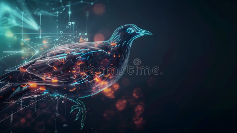 A Pixelated Digital Holographic Birds.UHD Wallpaper, Glowing Bird Stock ...