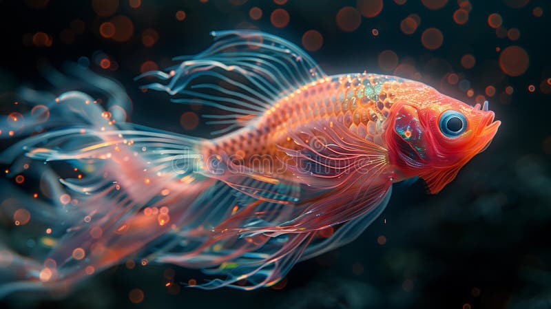 A Pixelated Digital Holographic Fish.UHD Wallpaper, Glowing Fish Stock ...