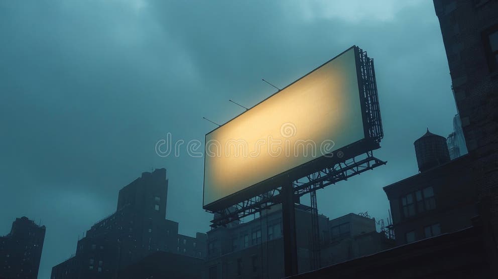 Pixelated Empty Billboard at Night in City Stock Illustration ...