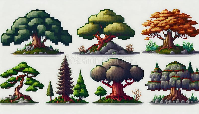 Pixelated Environmental Objects Sprites - Collection of 16-bit Pixel ...