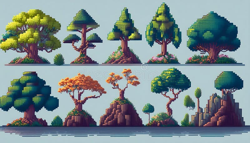 Pixelated Environmental Objects Sprites - Collection of 16-bit Pixel ...