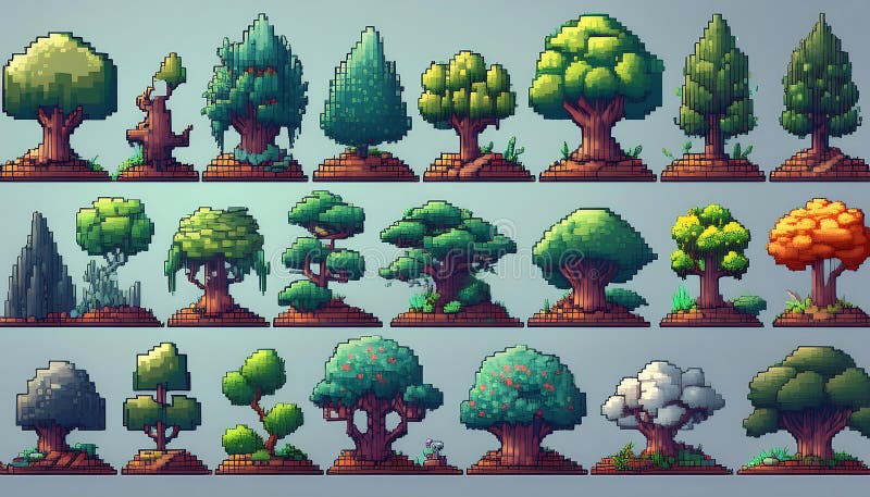 Pixelated Environmental Objects Sprites - Collection of 16-bit Pixel ...