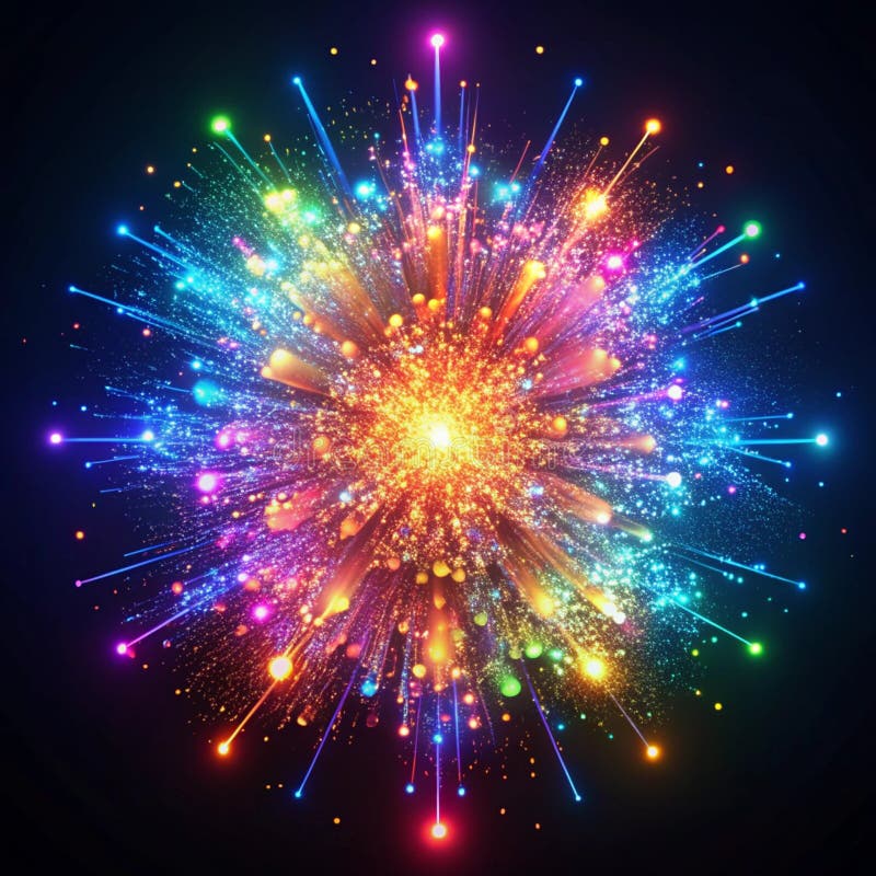 Pixelated Explosion of Neon Particles Isolated on White Stock ...